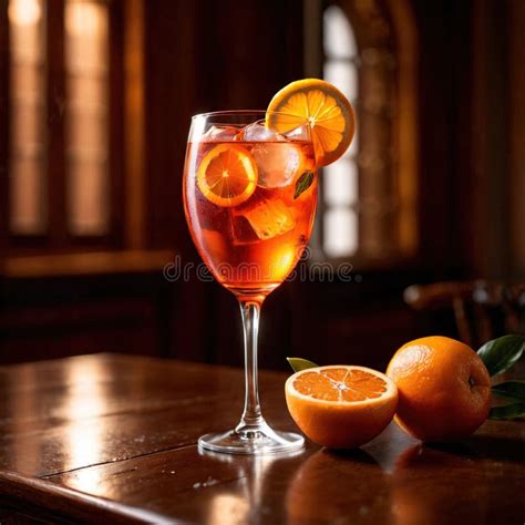 Aperol Spritz Cocktail Liquer Alcoholic Liquor Mixed Drink In Bar Pub