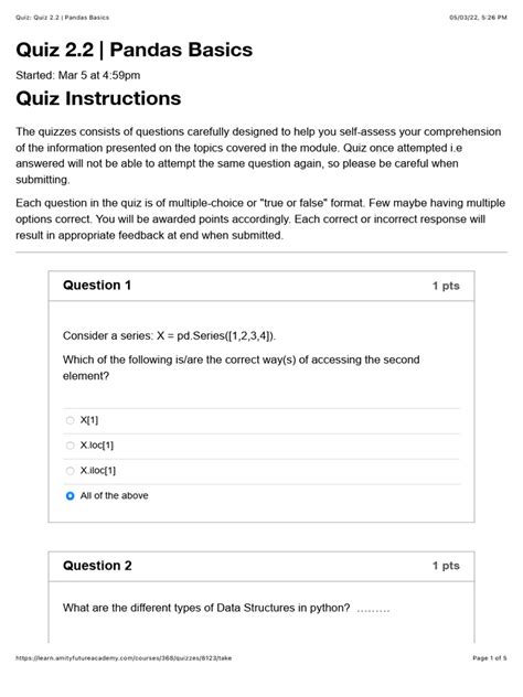 quiz quiz 2 2 pandas basics pdf quiz computer science
