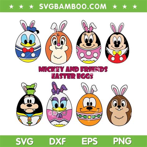 Mickey Mouse And Friends Easter Eggs Svg Png Daisy Donald Duck Goofy