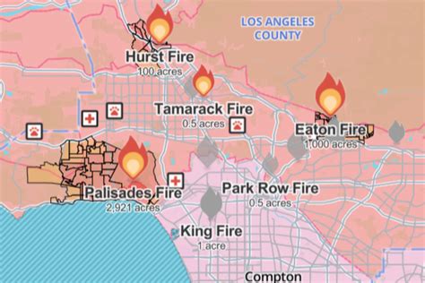 California Fire Map Update As Palisades Eaton Hurst Blazes Burn La