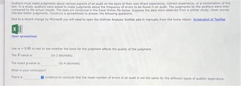 Solved Auditors Must Make Fudgments About Various Aspects Of