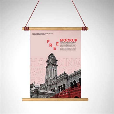 Free Hanging Wooden Frame Poster Mockup Css Author
