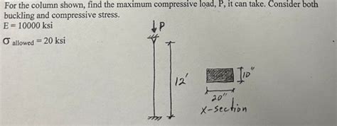 solved for the column shown find the maximum compressive