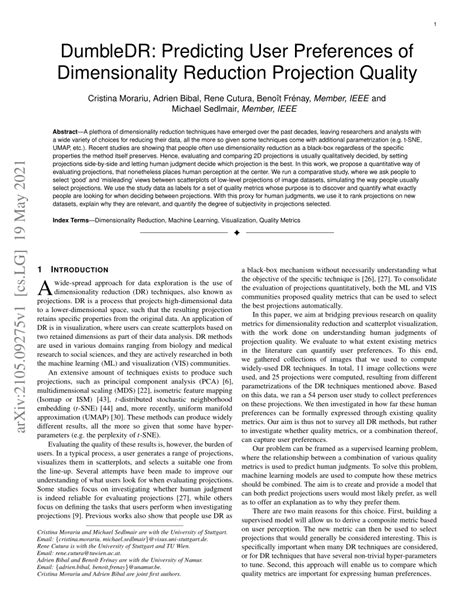 pdf dumbledr predicting user preferences of dimensionality reduction