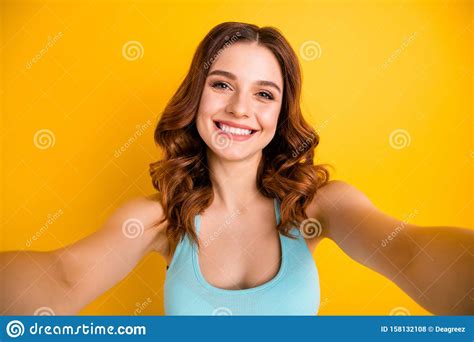 Photo Of Lady Making Selfies Talking To Friends Online Wear Tank Top