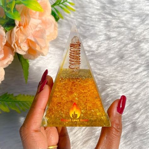 Polishing Natural Gemstone Orgone Pyramid Yellow Quartz Crystal