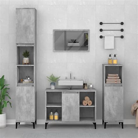 Berkfield Sink Cabinet Concrete Grey 80x33x60 Cm Engineered Wood Diy At Bandq