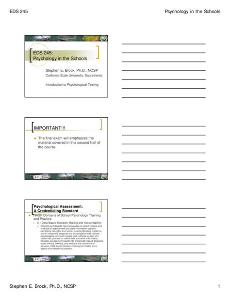 Psychology In Schools Slides Lecture Eds 245 Docsity