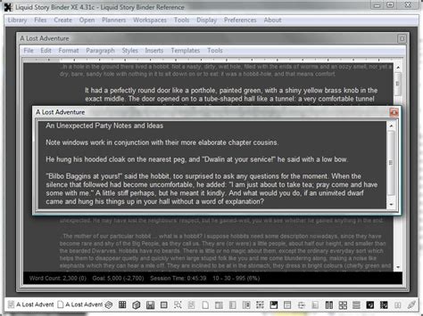 Liquid Story Binder XE Tutorial Notes