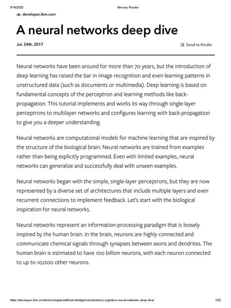 A Neural Networks Deep Dive Ibm Developer Pdf Artificial Neural Network Deep Learning