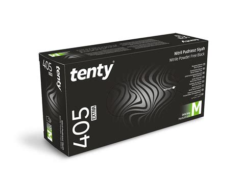 Tenty 405 Extra Nitril Siyah Muayene Eldiveni Pudrasız M 136 36