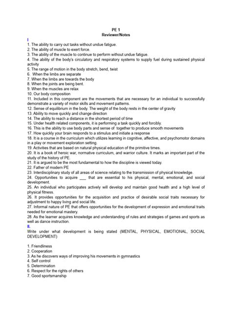 Pe Notes Reviewer Pdf