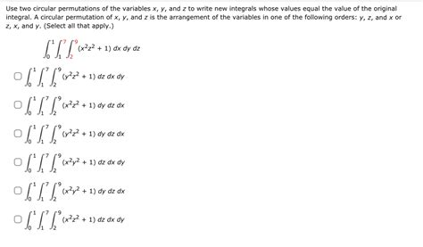 Solved Use Two Circular Permutations Of The Variables Xy