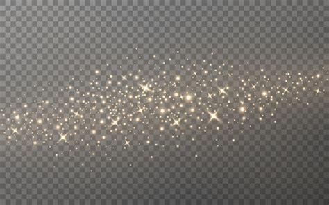 금빛 별이 빛나는 트레일 빛나는 입자와 불꽃 밝은 먼지로 빛나는 파도 스타 더스트와 함께 황금 길을 날고 있습니다 크리스마스 장식 벡터 일러스트 레이 션 투명 배경에 대한
