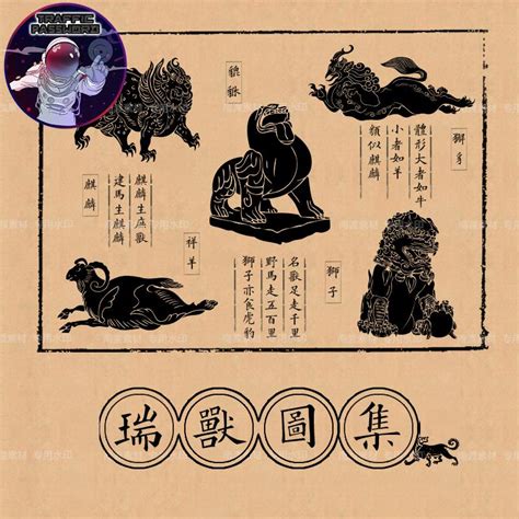 流量密碼 中國古典傳統吉祥瑞獸獅子麒麟蝙蝠圖案紋樣AI矢量免摳圖設計素材 蝦皮購物