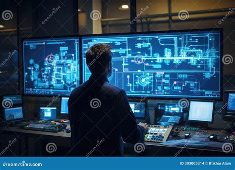 SCADA System Supervisory Control And Data Acquisition Technology Concept Robotic Hand Pressing