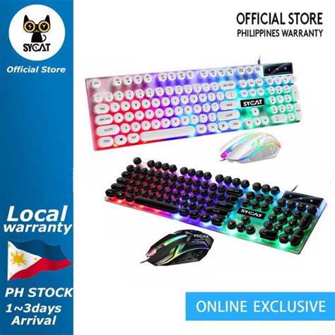 Sycat Stx200 Rgb White Waterproof Gaming Keyboard Mouse Set For Laptop