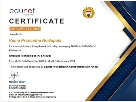 Hema Praneetha Neelapala On Linkedin Edunetfoundation Aicteinternship