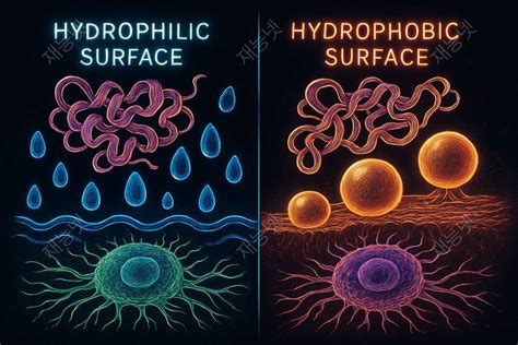 친수성 Vs 소수성 표면의 세계 단백질 흡착과 세포 상호작용의 숨겨진 비밀 🔬🧫