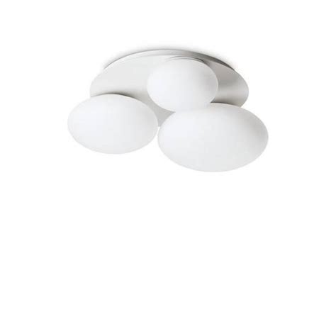 Lighting Ninfea 3 Light Round Decoratiglass Flush Ceiling Light White