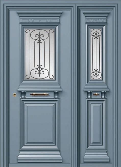 Blue Front Door With Glass Panels Main Entrance Door Design