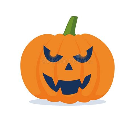 Halloween Pumpkin With Scary Face Orange Squash Silhouette Isolated On