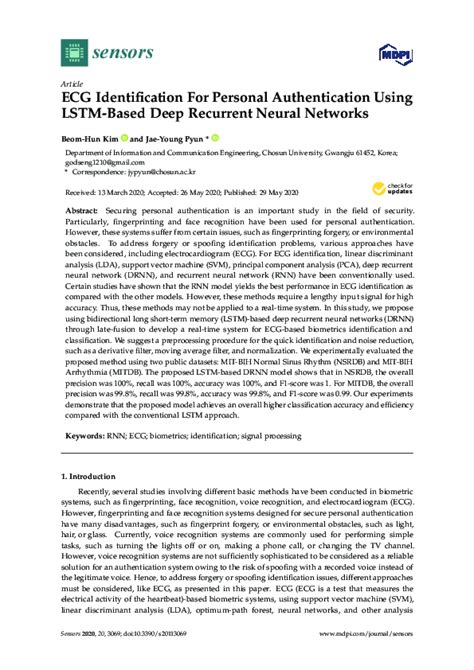 Ecg Identification For Personal Authentication Using Lstm Based Deep