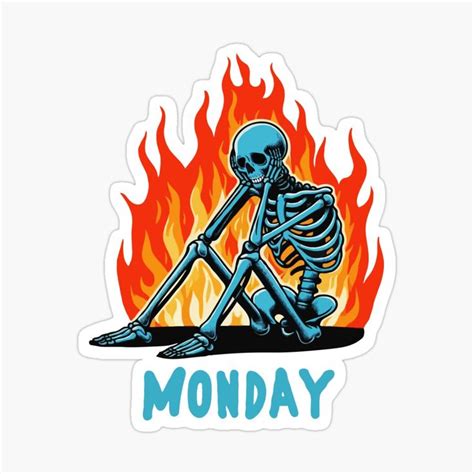 Skeleton Blue Monday Sticker For Sale By Gkinoki Sticker Design