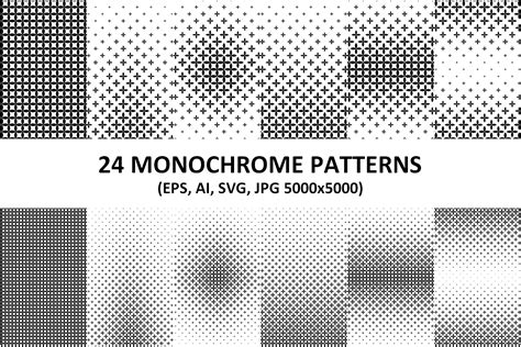 24 Monochrome Vector Patterns Graphic By Davidzydd · Creative Fabrica