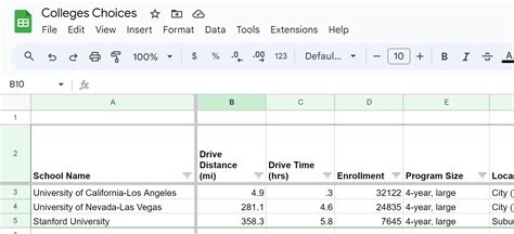 How To Create A Spreadsheet For A College Search Sheets Help