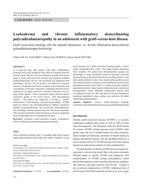Pdf Leukoderma And Chronic Inflammatory Demyelinating