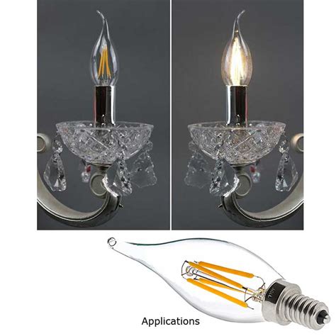 Dimmable Filament Led Candle 4w Ca10 E14 Filament Dimmable Candelabra Light Bulbs Bent Tip