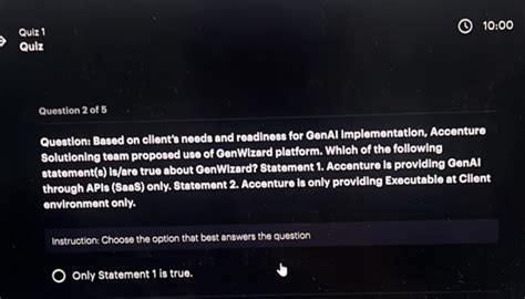 Quiz 1 1 10 00 Qulz Question 2 Of 5 Question StudyX