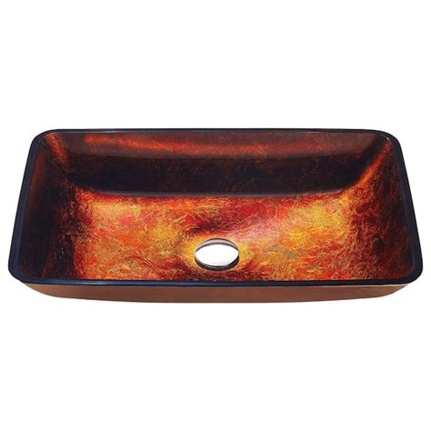 Anzzi Paradiso Rectangle Glass Vessel Bathroom Sink With Celestial
