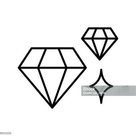 다이아몬드 보석 아이콘 얇은 선 스타일 벡터 일러스트 레이 션 그래픽 디자인 개념 기호에 대한 스톡 벡터 아트 및 기타 이미지 개념 기호 고립 색상 다이아몬드