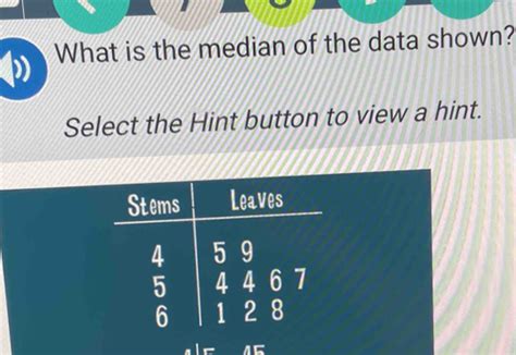 What Is The Median Of The Data Shown Select The Hint Button To View A