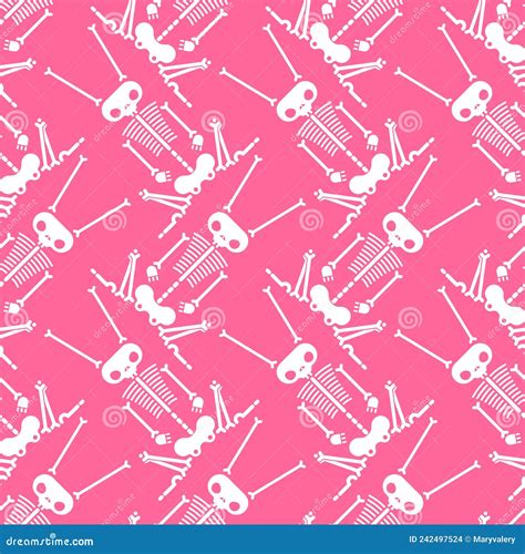 Skeleton Rabbit Pixel Art Pattern Seamless 8 Bit Skull Hare Background Pixelated Vector