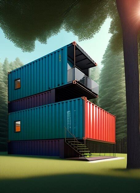 Shipping Container House Generated Ai Premium Ai Generated Image
