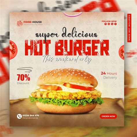 Premium PSD Delicious Burger Social Media Post