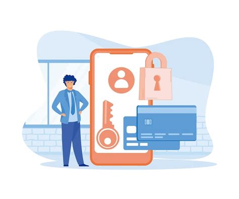 Premium Vector Characters Who Use Cyber Security Services To Protect Personal Data Flat Vector