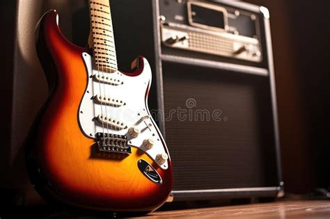 Detail Shot Of An Electric Guitar And Amplifier Stock Illustration Illustration Of Gear
