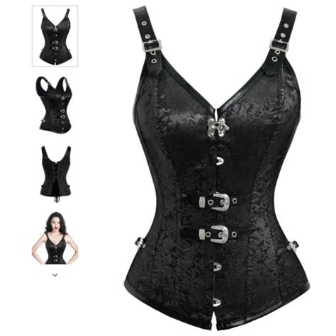 Kimring Corset Top Gothic Steampunk Steel Boned Bustier Corsets