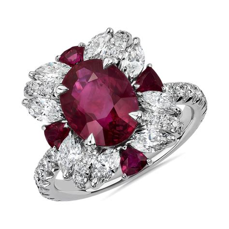 Ruby And Diamond Ring In 18k White Gold Blue Nile Ca