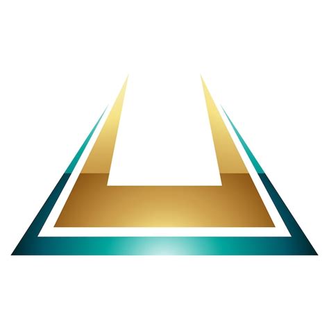 페르시아 초록색과 금색 반 ⁇ 이는 두꺼운 ⁇ 니 모양의 문자 U 아이콘이 ⁇ 배경에 있습니다 프리미엄 벡터