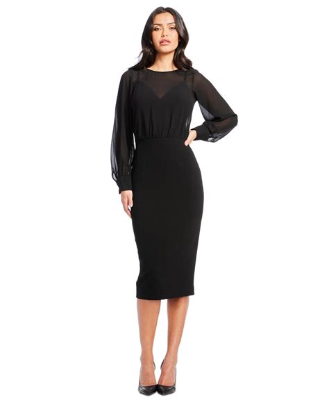 Dress The Population Pilar Sheer Sleeve Bodycon Dress In Black Lyst