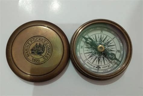 Golden Nautical Marine Brass Pocket Compass Packaging Type Box Sizediameter 9 Wx7 H At