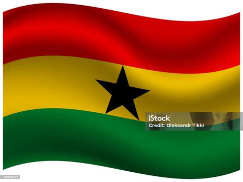 흔들리는 효과와 가나 아름다운 국기 원래 색상과 비율 웹 로고 아이콘 및 배경에 대한 놀라운 디자인 벡터 일러스트 레이션from 국가 플래그 세트 국기에 대한 스톡 벡터