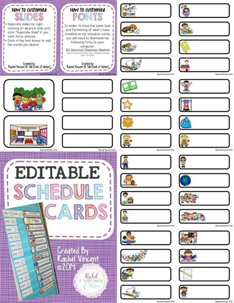 Editable Class Schedule Cards For Daily Classroom Schedule Display