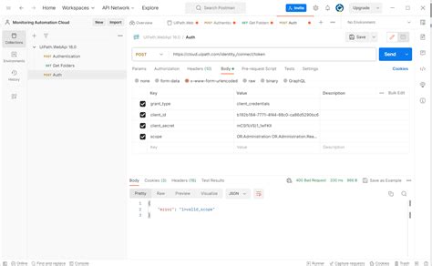 Authentication Via Postman Accessdenied Automation Cloud