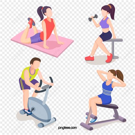 손으로 그린 실내 운동 일러스트 건강 피트니스젊은클럽 Png 일러스트 무료 다운로드 Lovepik